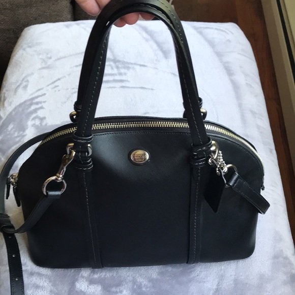 Coach | Bags | Coach Leather Peyton Cora Domed Satchel Black | Poshmark